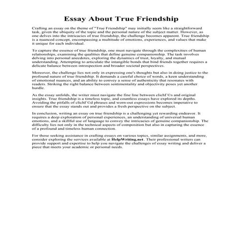 Essay About True Friendship. Essay websites: A true friend essay | PDF