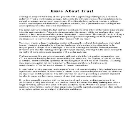 Essay About Trust | PDF