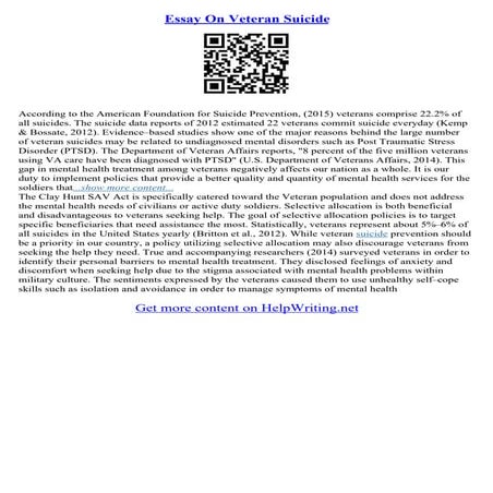 Essay About Veterans | PDF