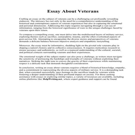Essay About Veterans | PDF