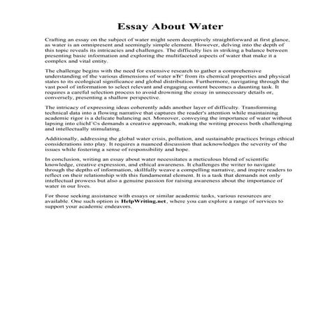 Essay About Water.pdfEssay About Water. Short essay on water ...