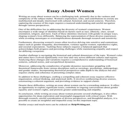 Essay About Women. Women In Business Essay - PHDessay.com