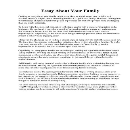 Essay About Your Family. My Family Essay for Students amp; Children in ...