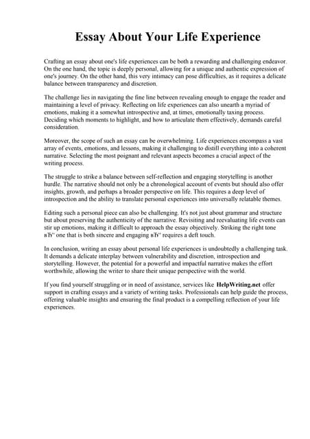 Essay On My Life | PDF