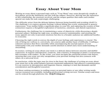 Essay About Your Mom.pdfEssay About Your Mom | PDF