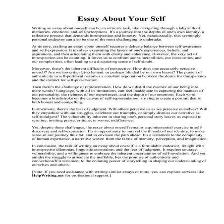 Essay About Your Self | PDF