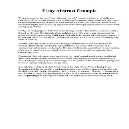 Essay Abstract Example.pdf | Homework and Study | Education