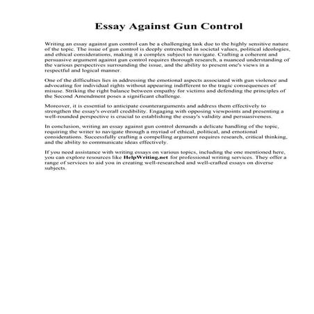 Essay Against Gun Control. Colby College | PDF