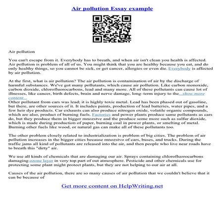 Essay Air Pollution | PDF