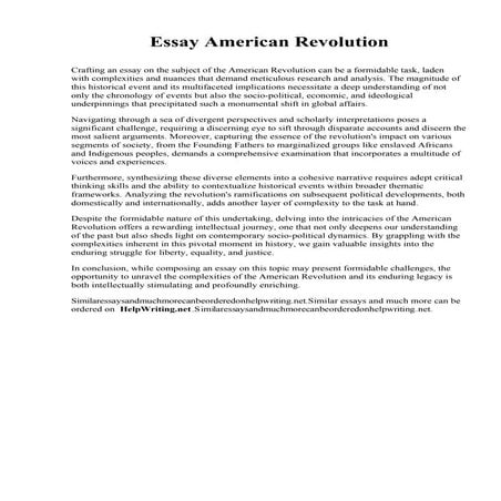 Essay American Revolution. University of Kansas | PDF
