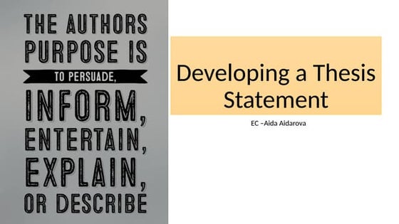 How To Write A Three Part Thesis Statement by Mrs. Scruggs | PPT