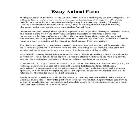 Essay Animal Farm | PDF