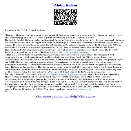 Essay Apj Abdul Kalam | PDF