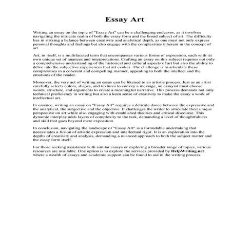 Essay Art. Holy Apostles College and Seminary | PDF