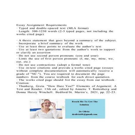 Essay assignment requirements· typed and double spaced text | DOCX