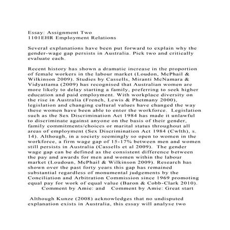 Essay Assignment Two1101EHR Employment RelationsSeveral exp.docx