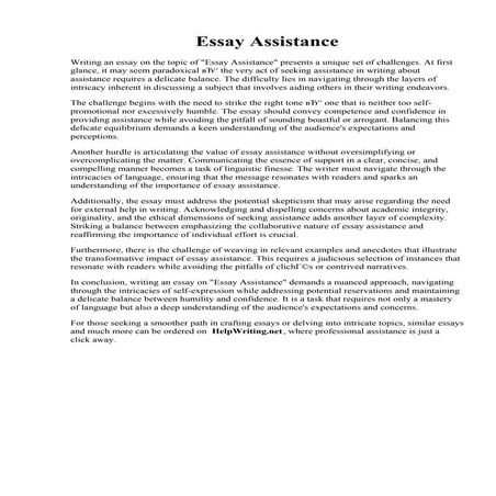 Essay Assistance | PDF