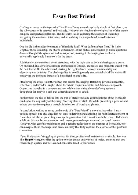 My Best Friend Essay | PDF