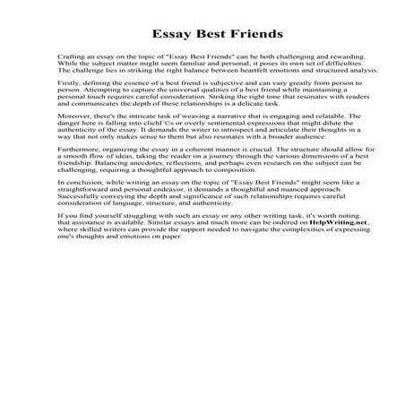 Essay Best Friends. Capitol Technology University | PDF