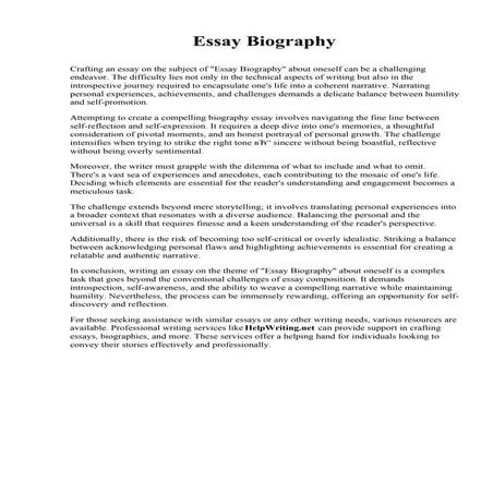 Essay Biography. University of Charleston | PDF