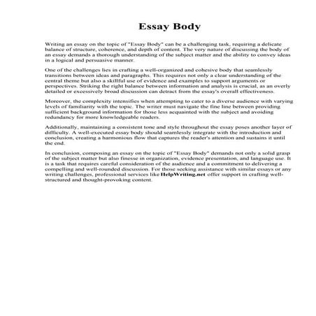 Essay Body. Copiah–Lincoln Community College | PDF