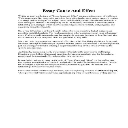 Essay Cause And Effect. cause and effect essay - ESL worksheet by ...