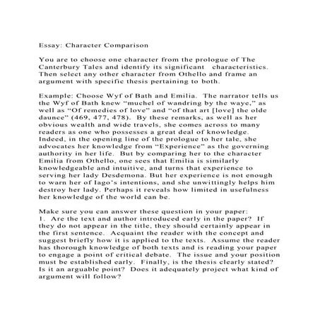 Essay Character ComparisonYou are to choose one character fro.docx