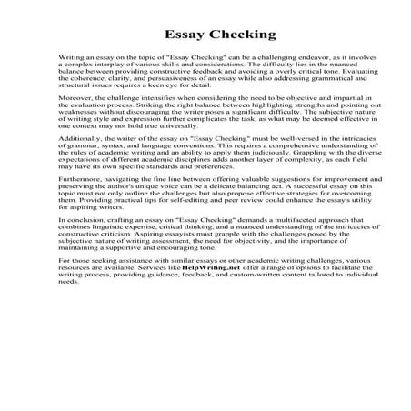 Essay Checking | PDF