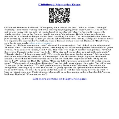 Essay Childhood Memories | PDF