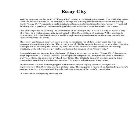 Essay City. Appalachian State University | PDF