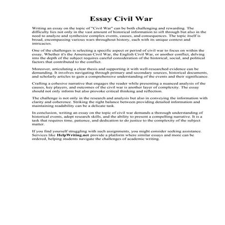 Essay Civil War. American Civil War 1861-1865. - A-Level History ...