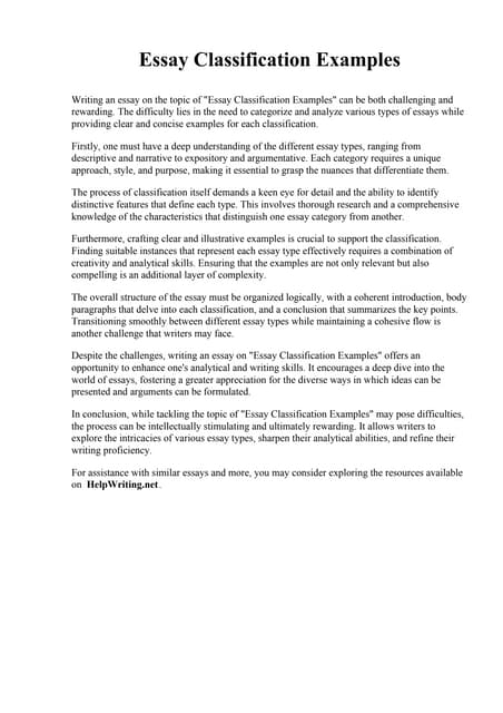 Examples Of Classification Essays.pdf | Homework and Study | Education