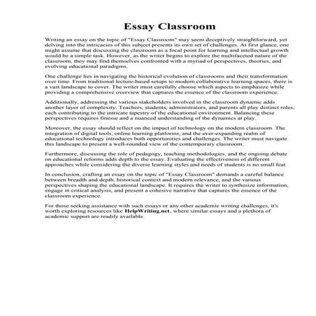 Essay Classroom. Short Essay Classroom Management Classroom Free 30-day ...