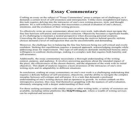 Essay Commentary | PDF