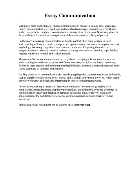 What Is Communication Essay | PDF