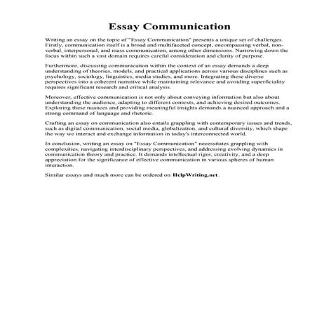 Essay Communication | PDF