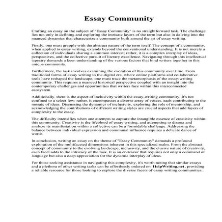 Essay Community. University of Saint Mary | PDF