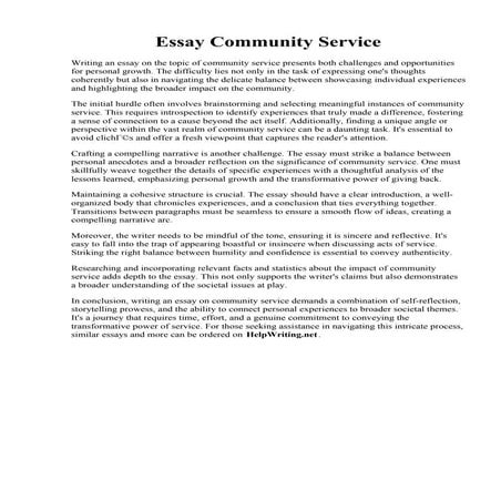 Essay Community Service. Community Essay Service - Building character | PDF