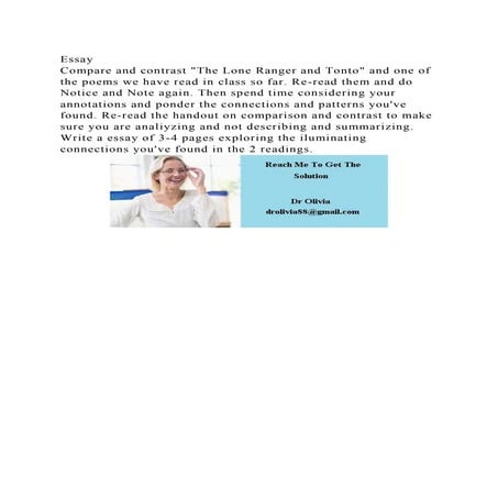 EssayCompare and contrast The Lone Ranger and Tonto and one of t.docx