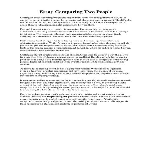 Essay Comparing Two People. 005 Point By Comparative Essay Example How ...