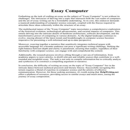 Essay Computer | PDF
