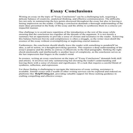 Essay Conclusions. Essay Writing Conclusion Maker | PDF