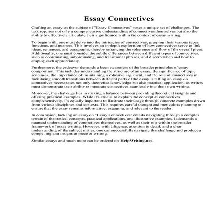 Essay Connectives | PDF