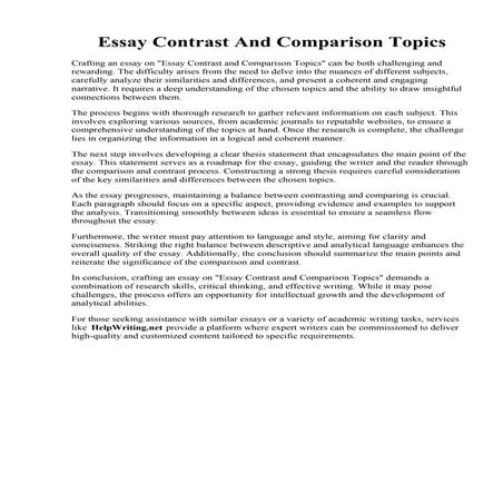 Essay Contrast And Comparison Topics | PDF