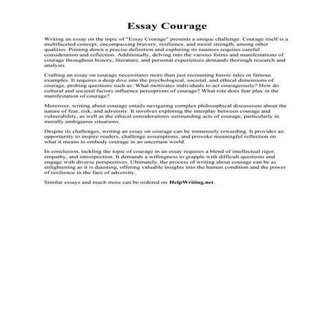 Essay Courage. Courage TKAM Essay English - Year 11 VCE Thinkswap | PDF