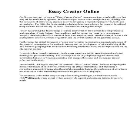 Essay Creator Online. Essay Typer Plagiarism Free - Reasons To Use An ...