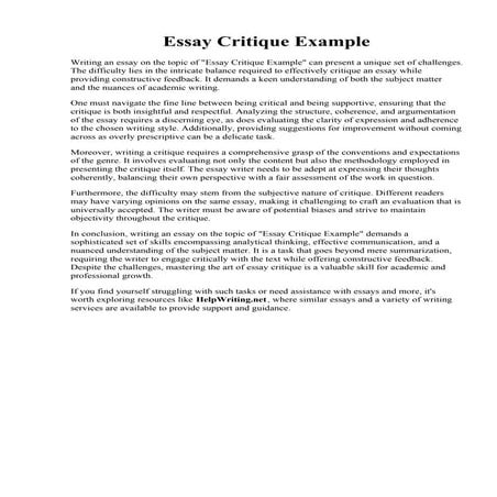 Essay Critique Example.pdf | Brain and Nervous System Disorders ...