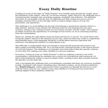 Essay Daily Routine | PDF