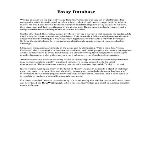 Essay Database | PDF