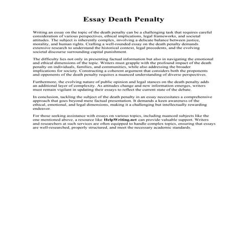 Essay Death Penalty. Richard Medical Academy | PDF